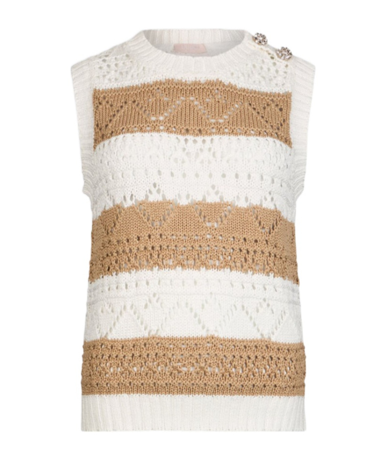 LIU JO Liu Jo Sleeveless Crochet Knit Top with Jewel Embellishments